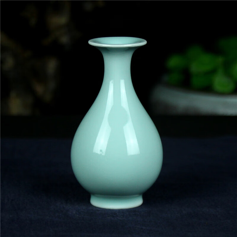 陶瓷迷你禅意花插小花瓶器精美干花装饰水培茶道客厅创意家居摆件 小玉壶春弟窑粉青