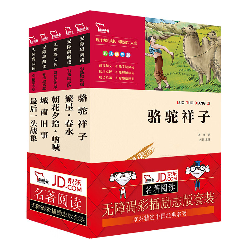 中国经典名著套装：城南旧事+骆驼祥子+朝花夕拾+繁星春水（共5册)有无腰封随机发 智慧熊图书