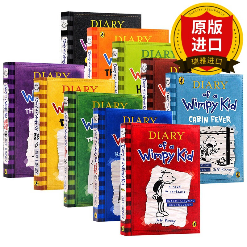 英文原版 小屁孩日记1-10册 小说 Diary of a Wimpy Kid英语章节桥梁书全套 美国初中小学生励志成长校园幽默漫画课外读物6-9-12岁