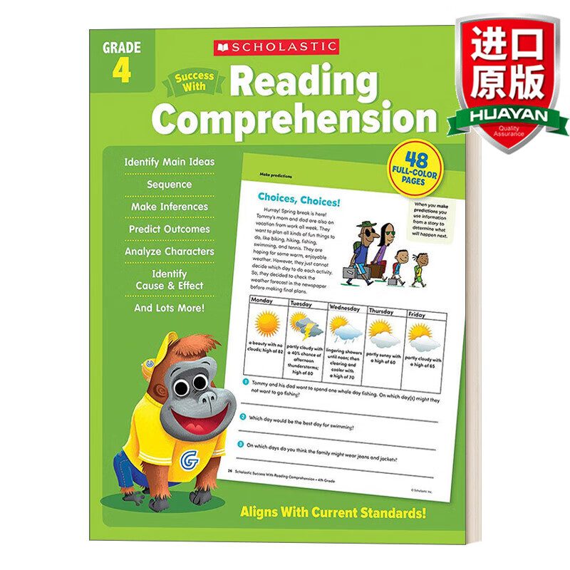 Scholastic Success with Reading Comprehension Grade 4 英文原版 学乐成功系列阅读理解练习册 四年级 英文版 进口英语原版书籍