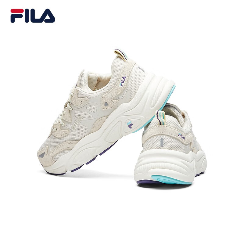 FILA斐乐官方女鞋官方MARS情侣款老爹鞋火星鞋新款复古休闲鞋奶白/木薯粉-GT-F12W111141C 36_虎窝购