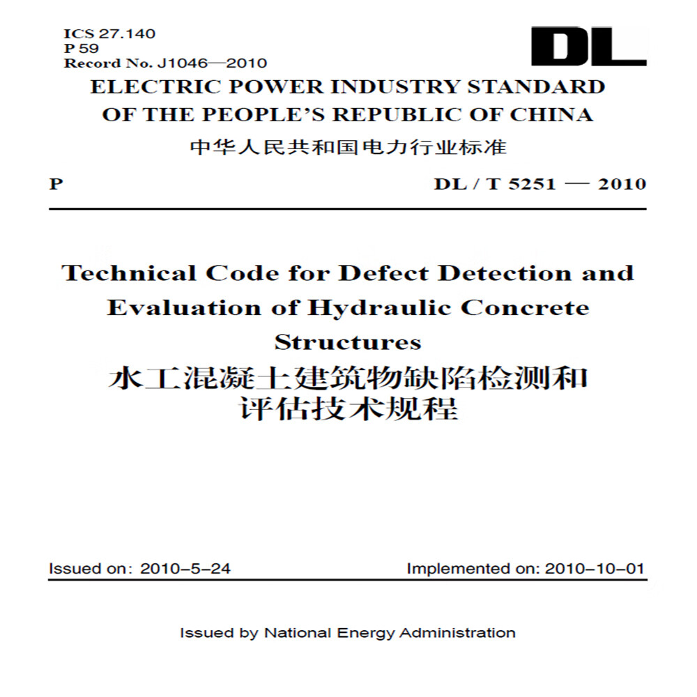 DL/T 5251—2010 水工混凝土建筑物缺陷检测和评估技术规程（英文版）