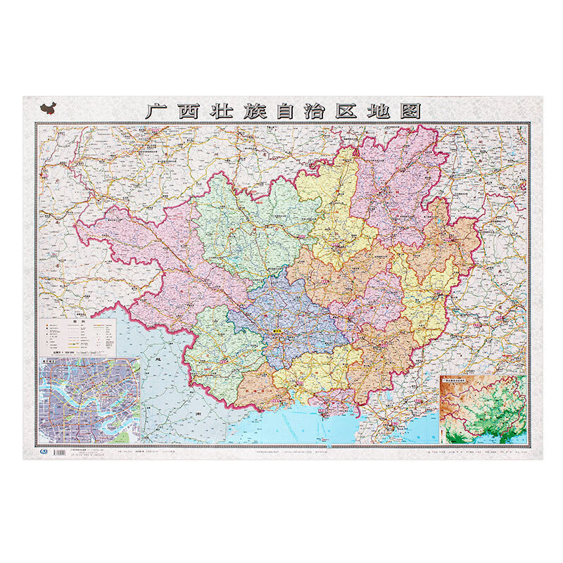广西2023新版挂图广西壮族自治区区划交通景点室用 【贴图】款