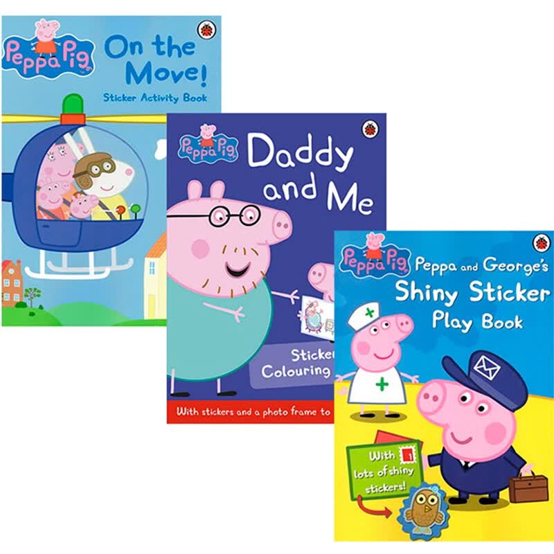 英文原版绘本 Peppa Pig Happy Holiday 粉红猪小妹佩奇 3册 贴纸书