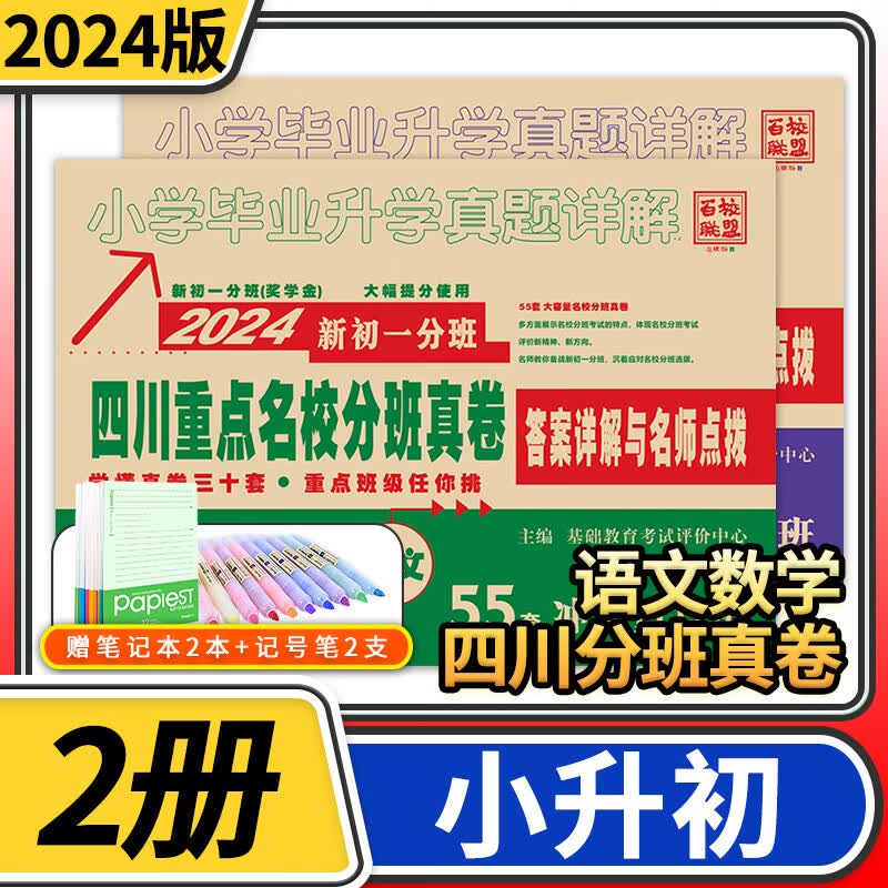 2024四川重点名校分班真卷语文数学英语冲刺重点班小学升初一分班四川十大名校招生真卷四川十大名校入学真卷 【四川重点名校分班真卷】语文数学2本 小学升初中