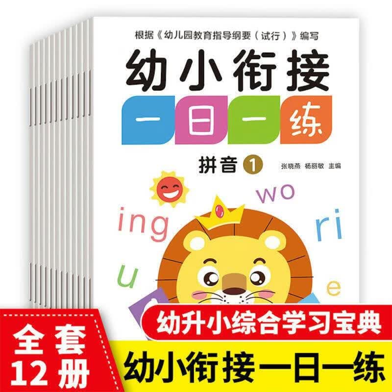 【幼小衔接一日一练】幼升小综合学习宝典语言拼音部首数学全套12册根据幼儿园教育指导纲要试行编写素素图