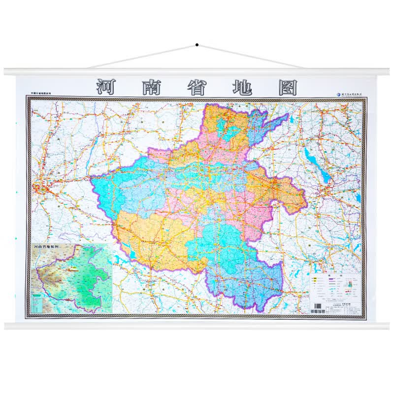 郑州市城区地图 河南省地图挂图 正反面印刷 精装1.4x1米详细到乡镇 含洛阳 商丘