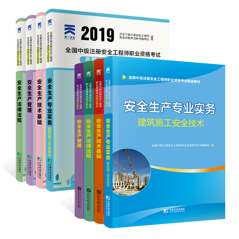 中级安全工程师2019教材+试卷建筑施工专业：生产管理+法律法规+基础+建筑施工安全技术（套装全8册）