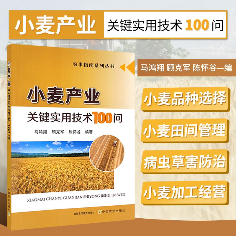 小麦产业关键实用技术100问 小麦科学种植技术指导 江苏小麦生产加工 小麦常见病虫害问题指导参考书 小麦种植技术书