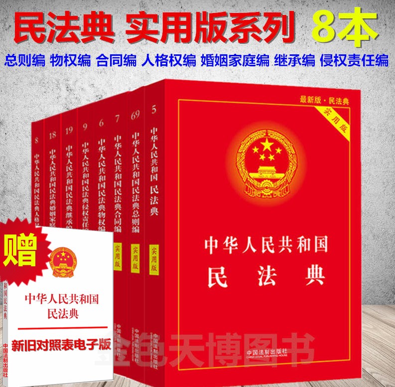 2020民法典实用版系列全套8本 中华人民共和国民法典 民法典总则编合同编物权编侵权责任编婚姻