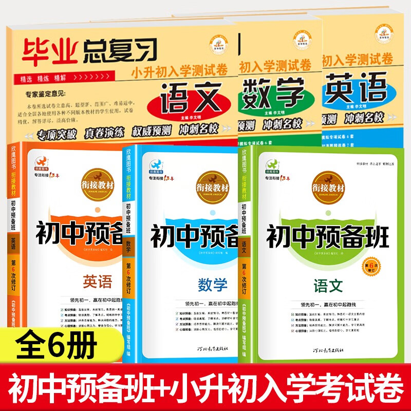 小升初暑假衔接教材初中预备班语文数学英语全套3册人教版小学升初中必刷题6升7六年级下册升七年级上册暑假作业练习册初一预习书 【全6册】初中预备班+小升初入学测试卷 七年级