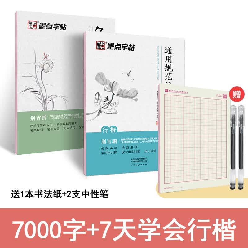字帖行楷练字大学生高中生成年练字帖女生字体漂亮清秀男生霸气行书练字本硬笔书法字帖初中生钢笔练习临摹手写荆霄鹏行楷字帖 【行楷7天学会+7000常用字】送2支笔
