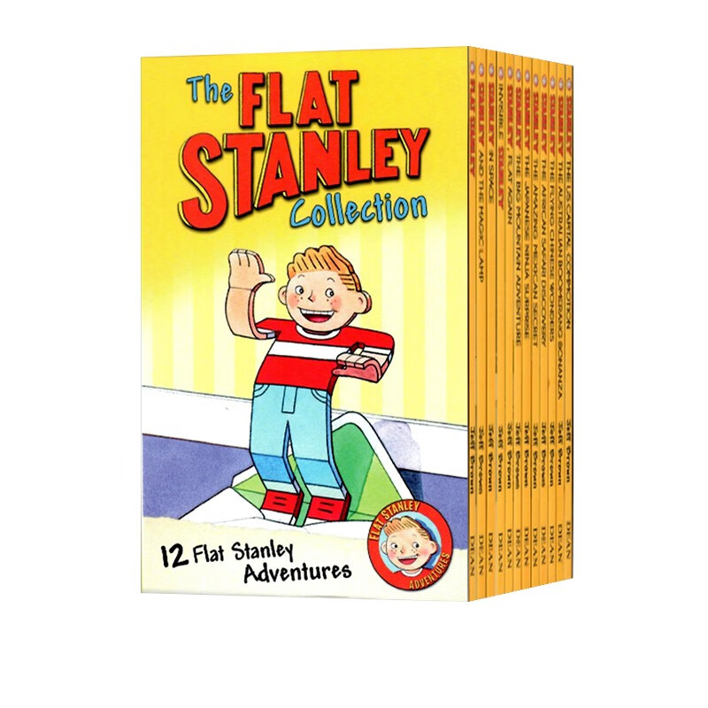 英文原版 The Flat Stanley Collection 纸片人斯坦利12册盒装收藏版 Jeff Brown 插图小说故事书 奇幻冒险章节书