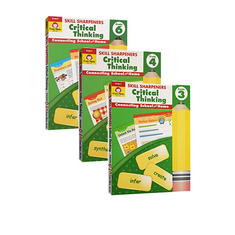 英文原版 美国加州 批判性思维3册 Skill Sharpeners Critical Thinking Grade 3-6 小学生低年级练习册 Evan Moor
