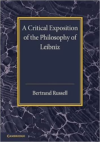 A Critical Exposition of the Philosophy of Leibniz