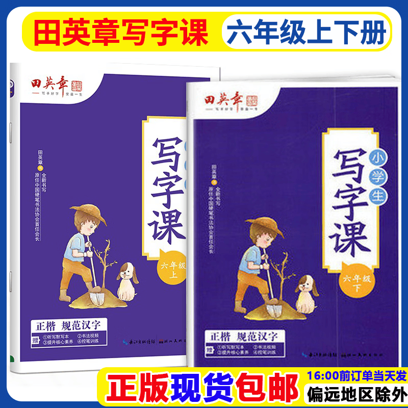 年级自选田英章写字课小学生初中生一二三四五六七八年级上册下册语文字帖部编人教版12345678上同步练字帖初一初二写字课课练正楷书硬笔书法 六年级(上册+下册)