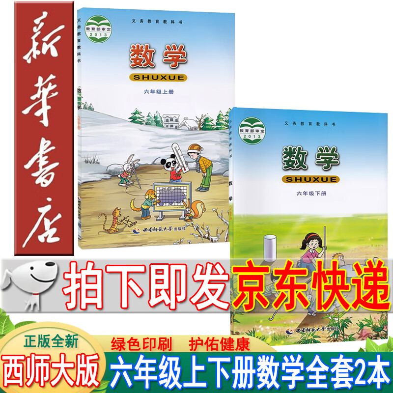 小学西师大版六年级数学上下册全套2本课本 小学六年级上册数学书+六年级下册数学书教材 6年级数学教科书