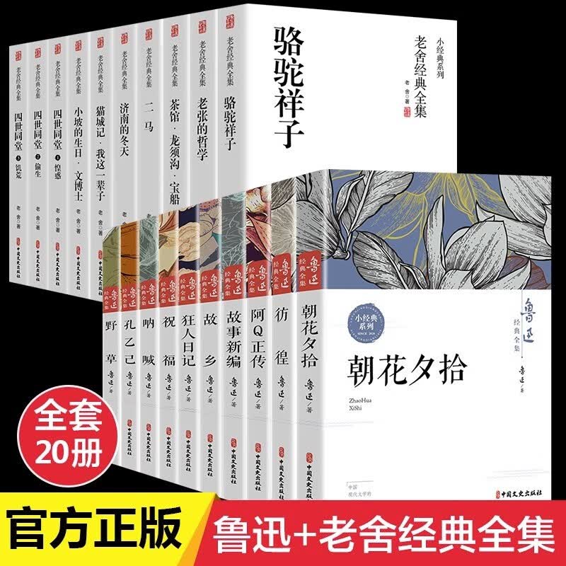 鲁迅全集原著10册 六七年级阅读书必课外阅读书籍朝花夕拾狂人日记故乡野草呐喊彷徨阿Q正传孔乙己小说经典作品集杂文集初中生 鲁迅+老舍作品集（全20册）