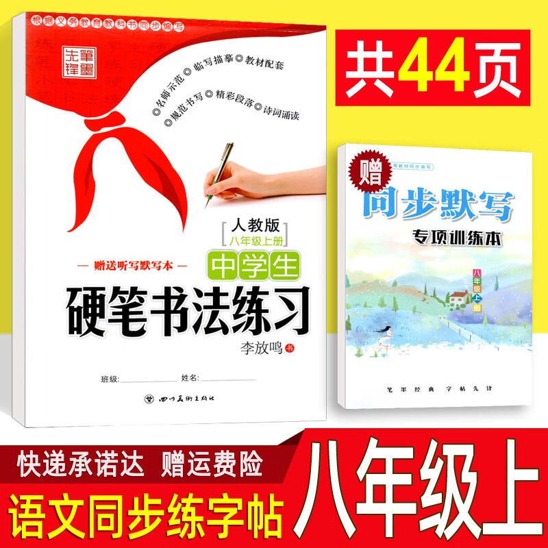 初中练字帖七八年级上册下册人教版RJ中学生硬笔书法练习写字课课练 楷书正楷行书临摹字帖李放鸣练字贴 八年级上册