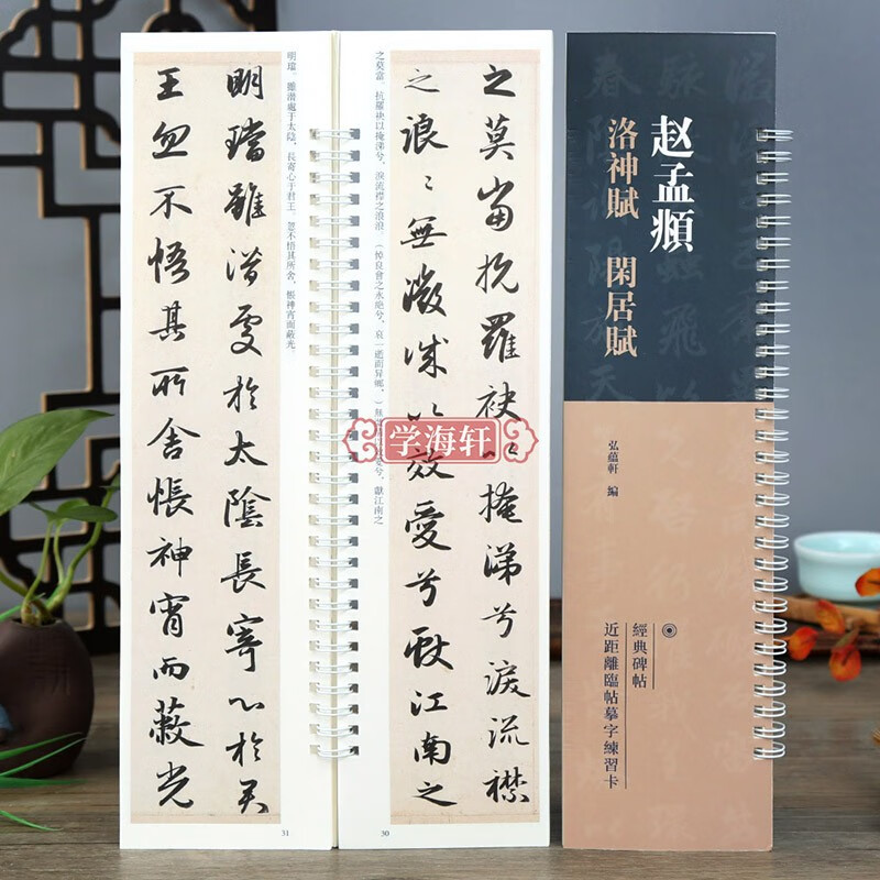 学海轩 全文 赵孟頫 洛神赋 闲居赋 原碑原贴 赵孟俯行书临摹字帖字卡 繁体旁注 弘藴轩编 碑帖近距离临帖摹字练习卡册页卡