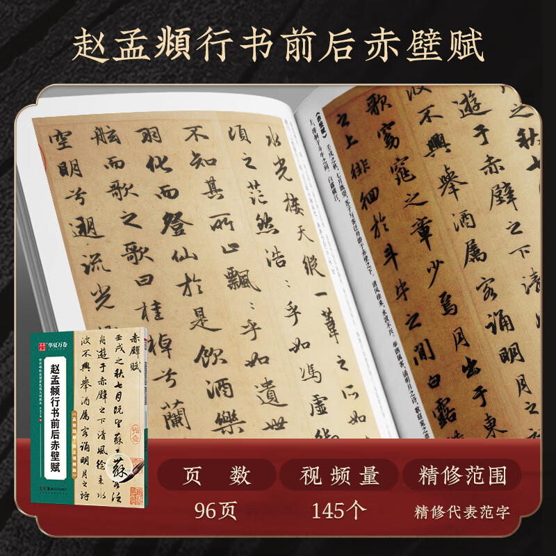 赵孟頫行书洛神赋赵孟俯行书前后赤壁赋毛笔字帖行书技法全文碑帖 [赵孟頫行书前后赤壁赋]技法