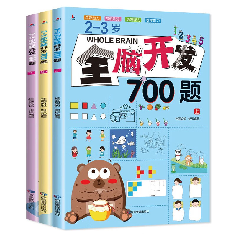 全脑开发思维训练700题1000题2到3-4周岁5-6岁幼儿思维逻辑训练书儿童益智书籍左右脑智力开发大脑思维的书幼儿园宝宝启蒙早教书 【全3册】2-3岁全脑开发700题