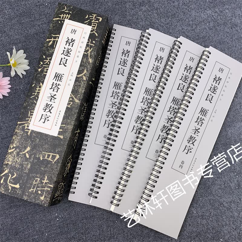 褚遂良雁塔圣教序 唐 经典碑帖近距离临摹卡 全4册 褚体楷书书法毛笔练字帖原帖附旁注 安徽美术出版社