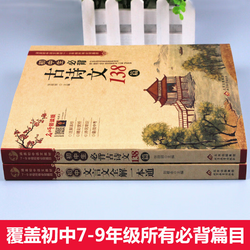 初中生必背古诗文138篇 完全解读 初中必背的古诗词和文言文七到九 全套2册