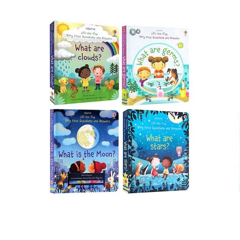 英文原版 你问我答科普翻翻书系列3-4岁 Usborne Very First Questions and Answers 便便是什么 雪是什么 什么是睡眠 星星 科普认知6册 入门级 梦想童趣城