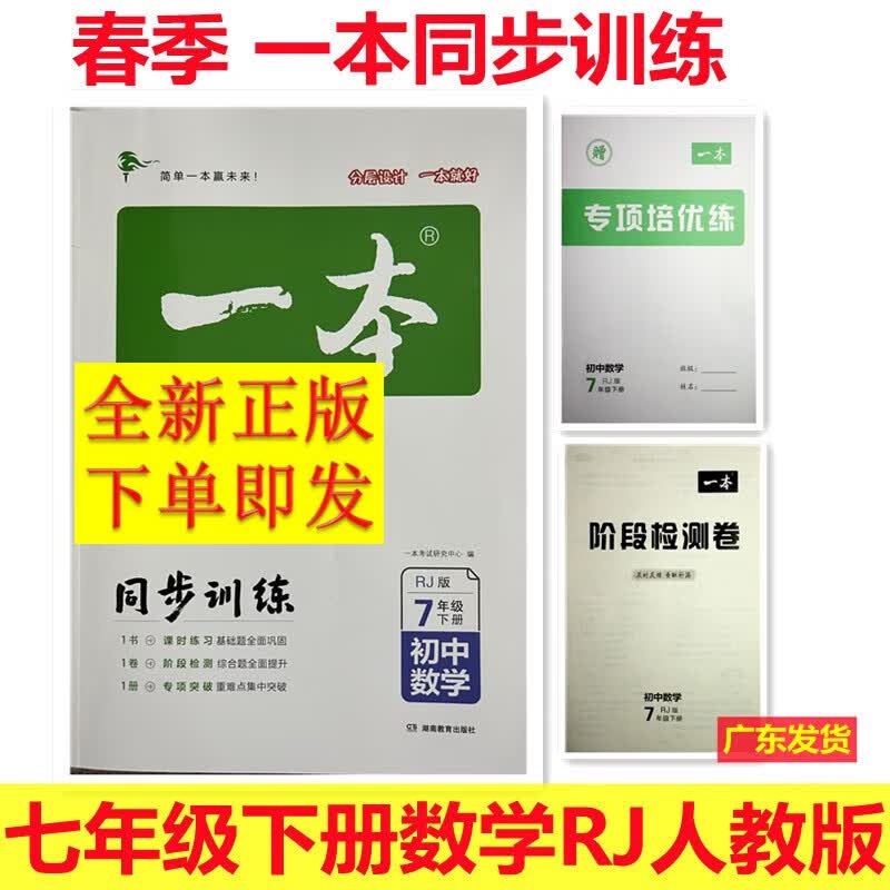 包邮2023春一本初中数学七年级同步训练下册人教版RJ 初中生数学辅导练习题初一7年级数学下册同步教材题