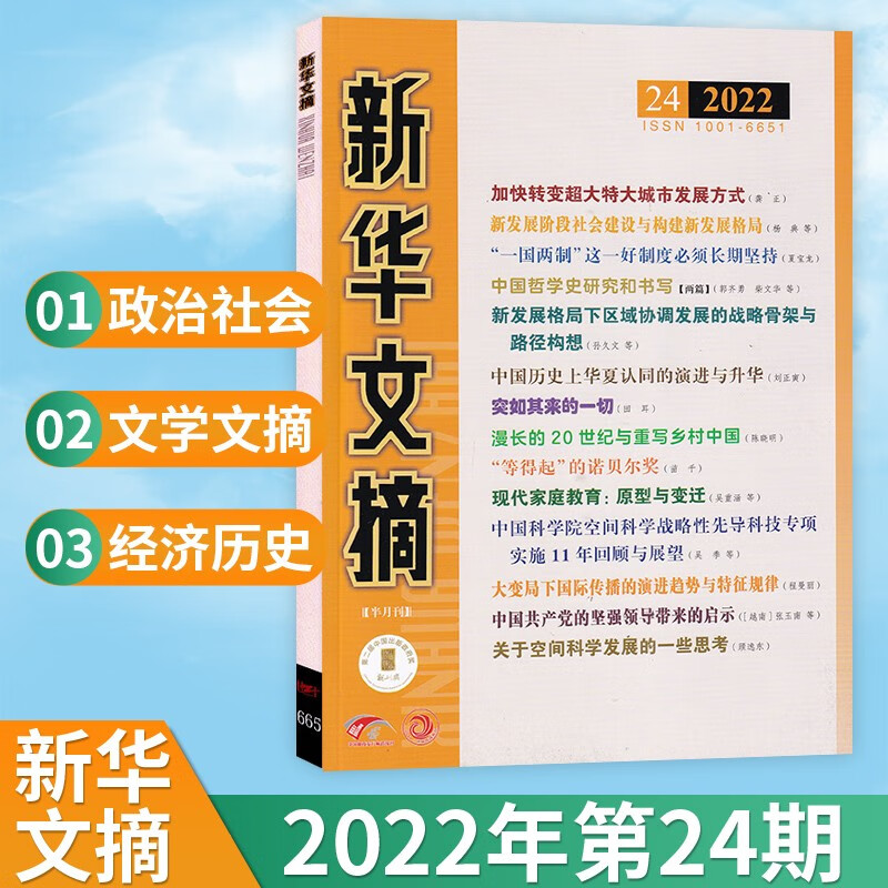 【15期现货】新华文摘杂志（小字版）2023年15期新 大型综合政治社会经济历史资料观察文学文摘期刊杂志 2022年12月下24期