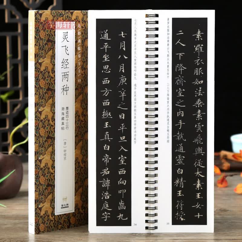 学海轩 全文 灵飞经两种 墨迹四十三行 渤海藏真帖 唐钟绍京毛笔字帖书法成人学生临摹 原碑原帖简体旁注近距离临摹字卡练习卡