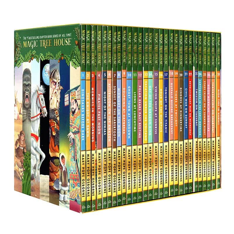 神奇树屋英文原版 The Magic Tree House 新版1-28盒装 儿童文学章节书 中小学巩固英语分级阅读章节小说 中小学生课外读物 赠音频