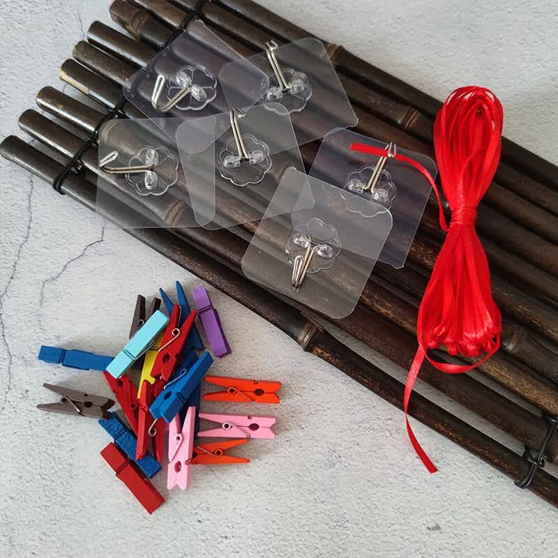 中考高考百日誓师加油必胜励志卡片许愿目标心愿卡墙贴悬挂小挂件 彩色夹子30个+10米丝带+6个挂钩