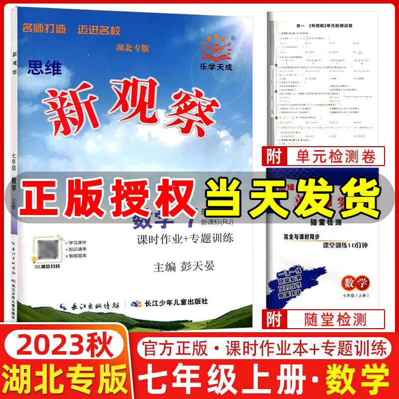 【湖北专版】2023秋新版 新观察七年级数学上册课时作业+专题训练7年级上册数学教材同步练习册思维新观察随堂检测