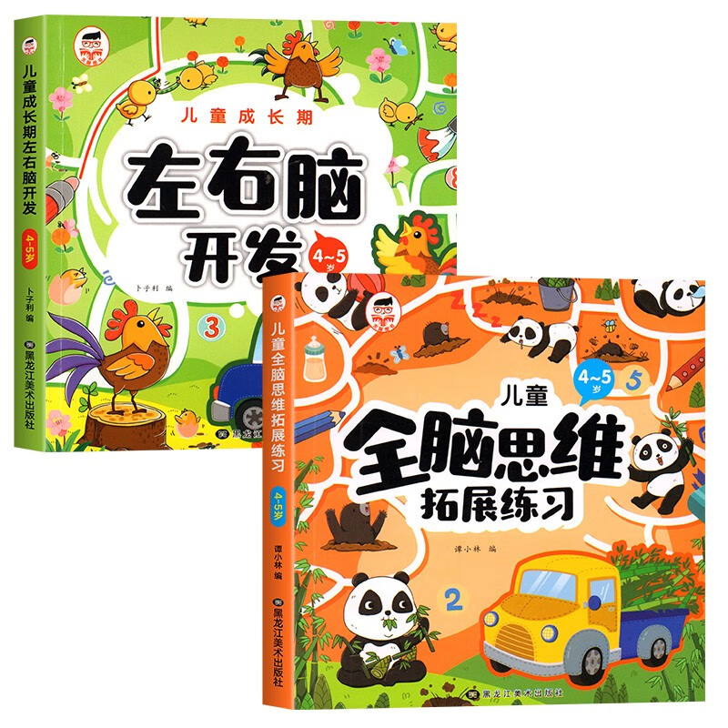 儿童全脑智力潜能开发1-2-3-4-5岁6全脑思维逻辑专注力训练两岁宝宝书籍启蒙早教书绘本中班大班幼儿园数学识字益智游戏连线书本 2本 【4~5岁】全脑思维+左右脑开发