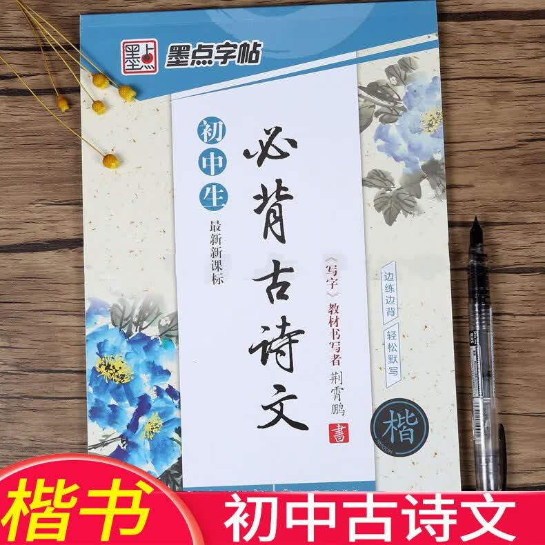 《初中生必背古诗文》楷书钢笔字帖荆霄鹏书新课标初一二三中学生古诗文正楷硬笔书法临摹练字帖 墨点字帖