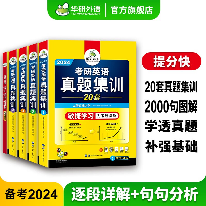 备考2024考研英语真题集训 华研外语2023-2004年20套考研英语一历年真题试卷逐段详解+句句分析 考研英语1词汇单词语法与长难句
