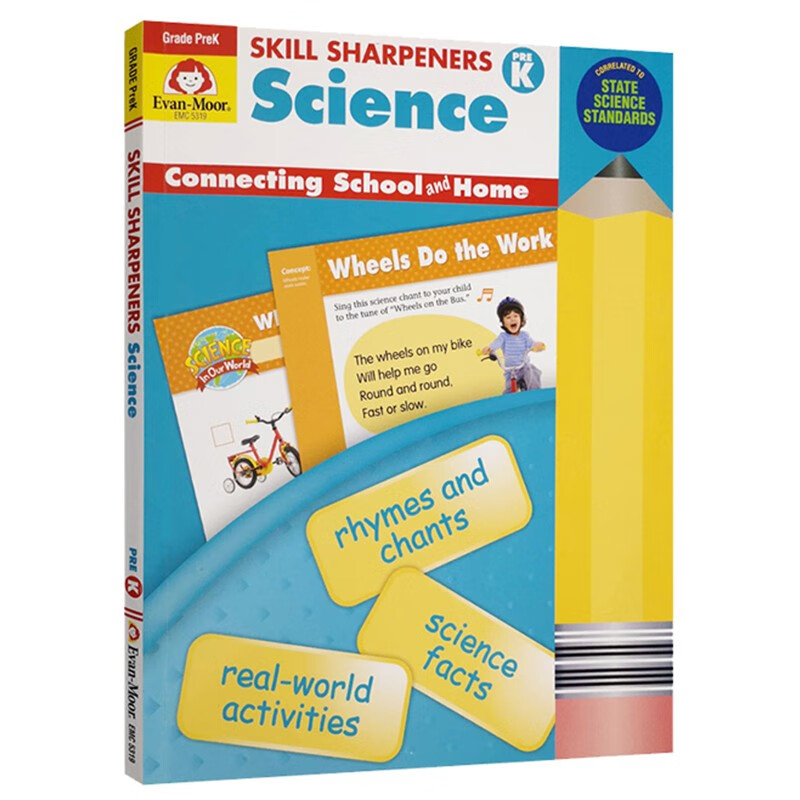 学前初级科学 Skill Sharpeners Science Grade Pre K 美国加州教辅英文原版系列 小学生英语学习 课外家庭练习册 Evan Moor
