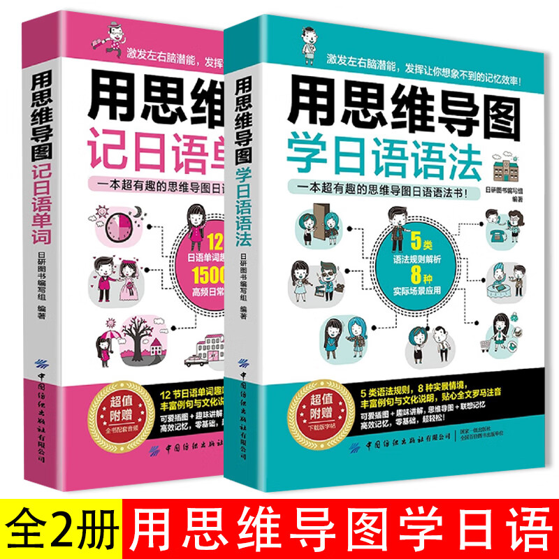 全2册用思维导图记日语单词+学日语语法日语书籍入门自学零基