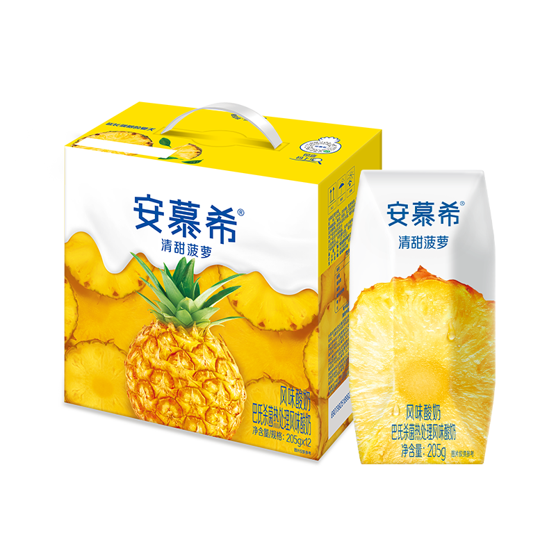 安慕希 风味酸奶清甜菠萝味205g*12*2箱+送矿泉水6瓶 6月生产，77元包邮(补贴后76元)—— 慢慢买比价网