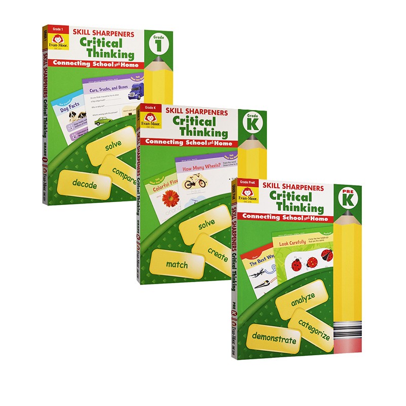 英文原版 美国加州教辅批判性思维3册 Skill Sharpeners Critical Thinking PreK Grade K-1 小学生英语课外练习册Evan Moor