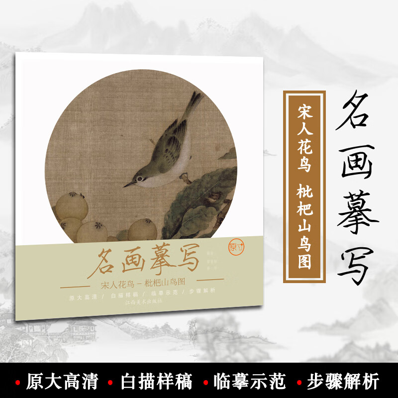 枇杷山鸟图宋人花鸟名画摹写苏百钧李宁编著江西美术出版社中国画技法原大原寸高清白描样稿临摹示范步骤解析