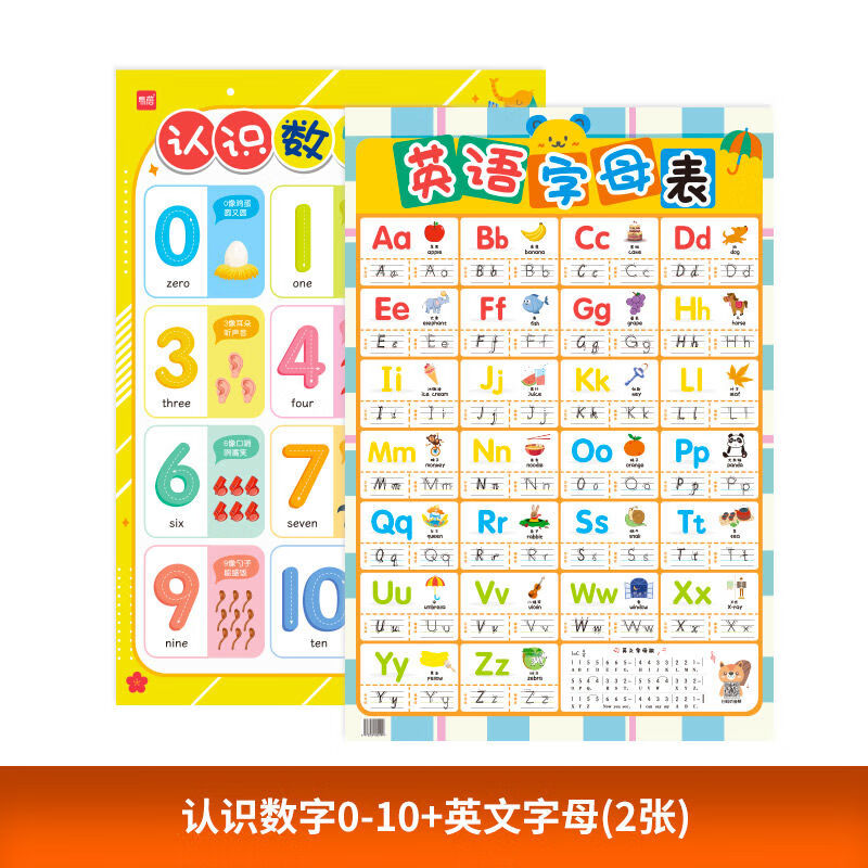 26个英文字母挂图教具数字有声挂图 认识英文字母+0-10【 2张】