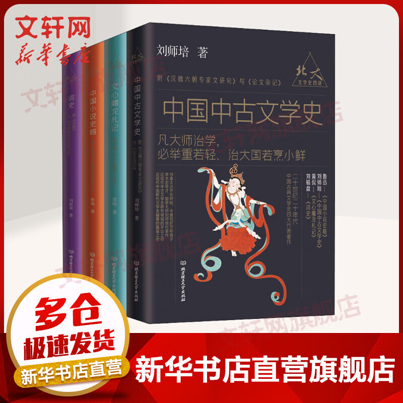 北大文学史四讲 全4册 中国小说史略+中国中古文学史+文心雕龙札记+词史