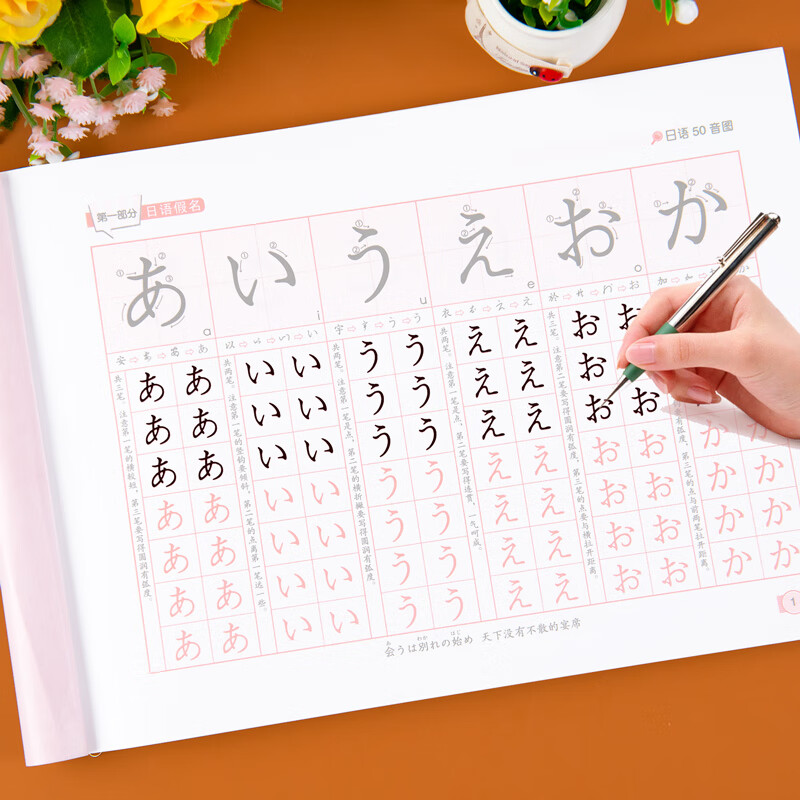 日语字帖日文五十音图练字帖单词本单词书50音学习标准日本语手写体临摹描红练字本初中高中生写字帖新标准