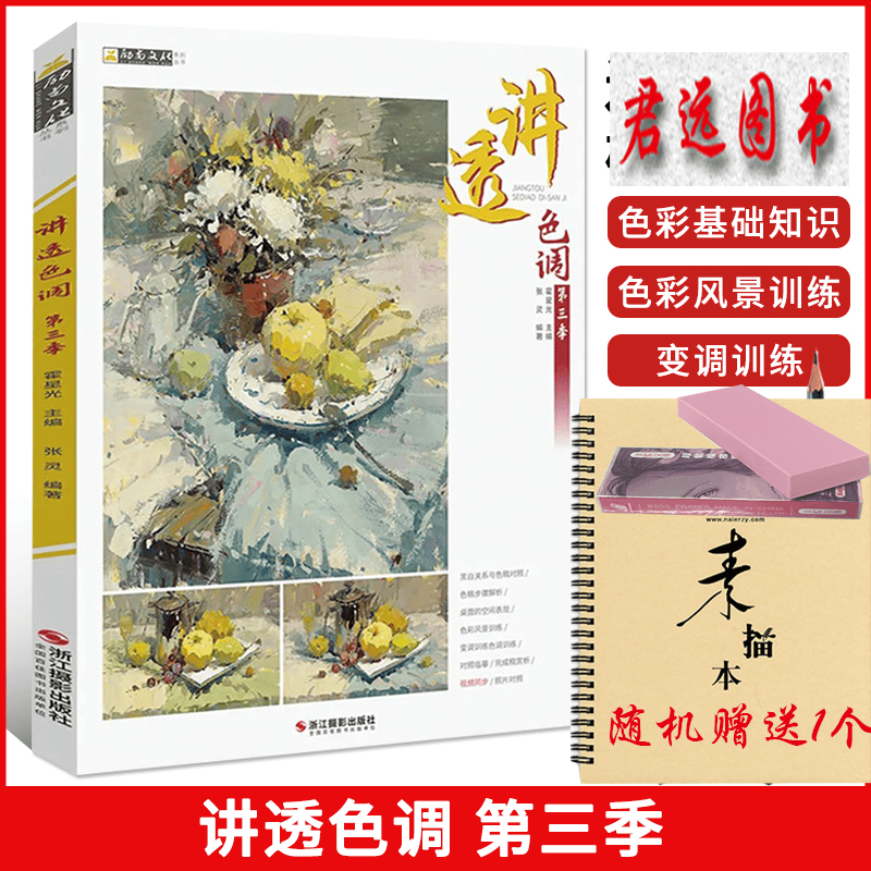 讲透色调第三季2022励尚文化张灵水粉画色彩基础黑白色稿步骤解析色调训练范画对照色彩静物临摹范本画册美术高考联考美院教材书籍