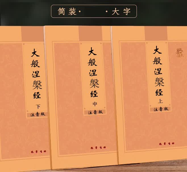 32开简装蓝色书皮北本横版简体注音版大般涅槃经大字三册装40卷
