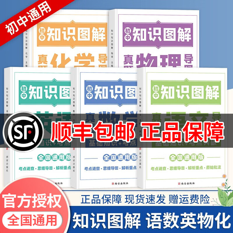【自营】初中知识图解 初中一二三知识点全国通用 人教版全套辅导书学习复习资料 语文数学英语物理化学知识大全 初中基础知识手册大全 【全5册】语文数学英语物理化学
