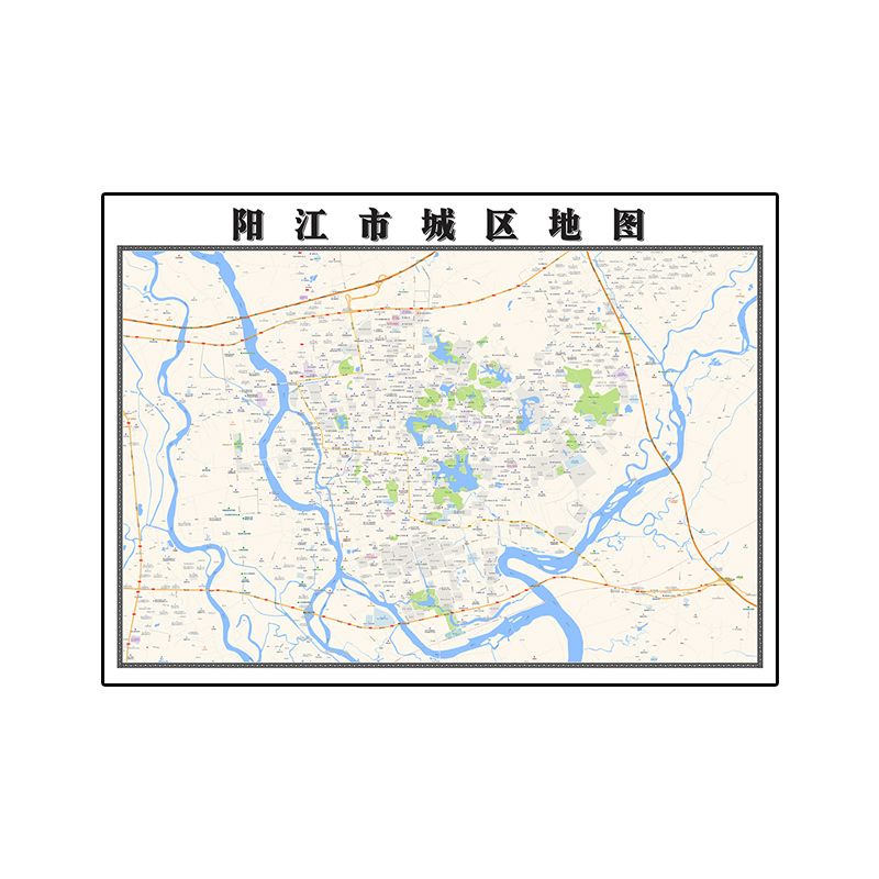 阳江市城区地图1.1m广东省防水新版行政交通办公家用彩色装饰画 覆膜